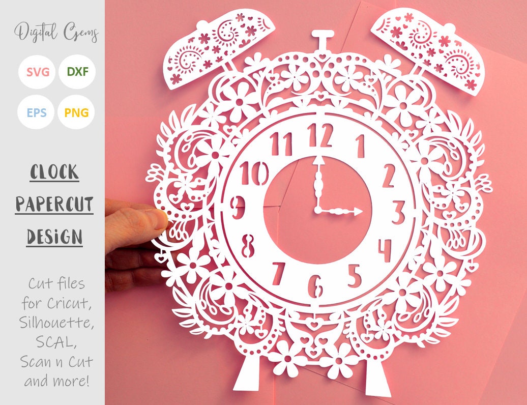 Alarm Clock Paper Cut Svg / Dxf / Eps Files and Pdf / Png | Etsy