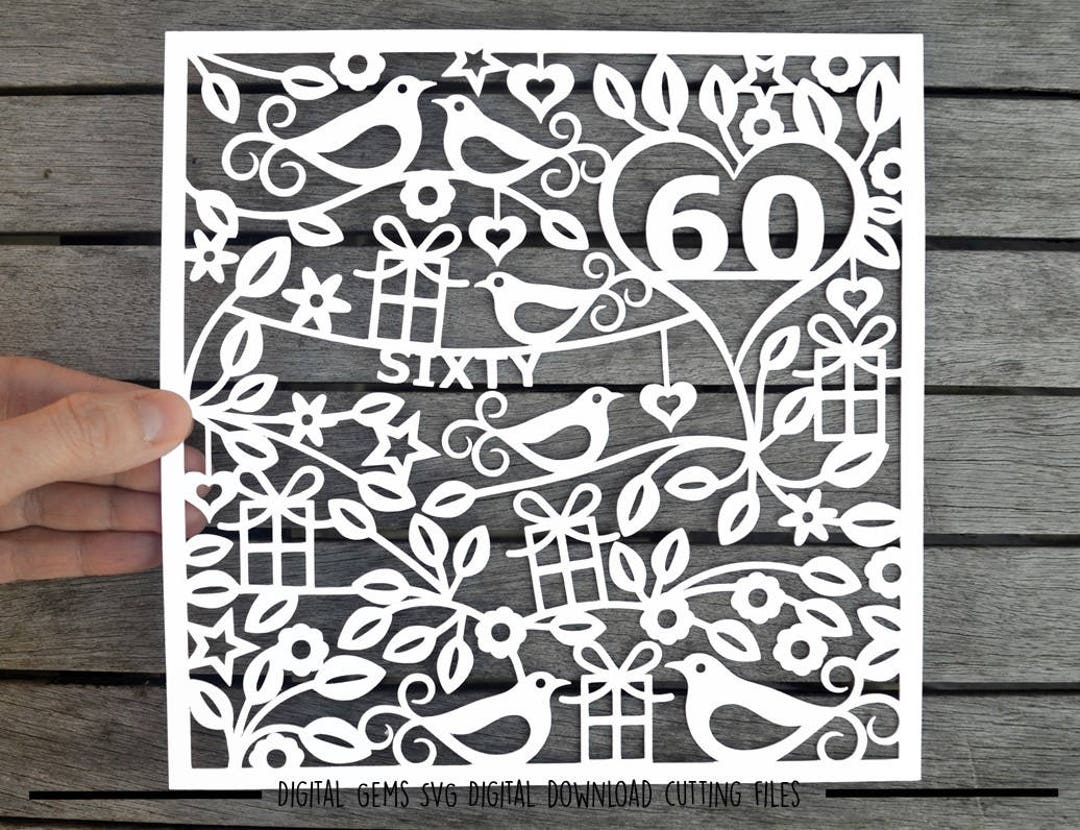 Number 60 Paper Cut Svg / Dxf / Eps / Files and Pdf / Png Printable ...