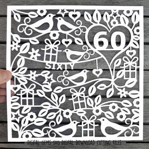 Number 60 Paper Cut Svg / Dxf / Eps / Files and Pdf / Png Printable ...