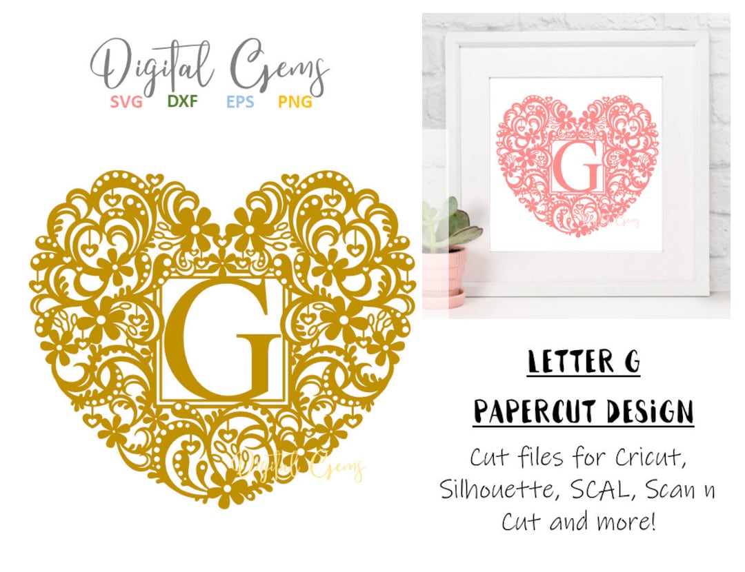 Letter G Paper Cut Design. Svg / Dxf / Eps / Files and Pdf Printout ...