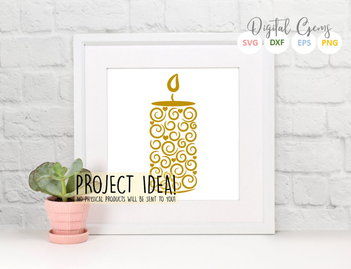 Candle With Swirls Svg / Dxf / Eps / Png Files. Digital Download ...