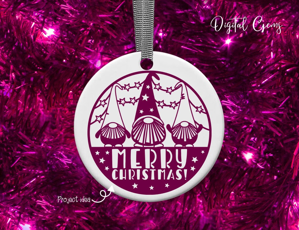 Gnome Papercut Design Merry Christmas Svg / Dxf / Eps / Png | Etsy