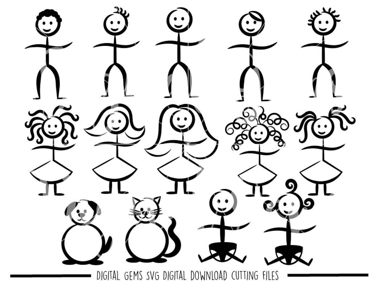 Stick Figures Svg / Dxf / Eps / Png Files. Digital Download. Compatible ...