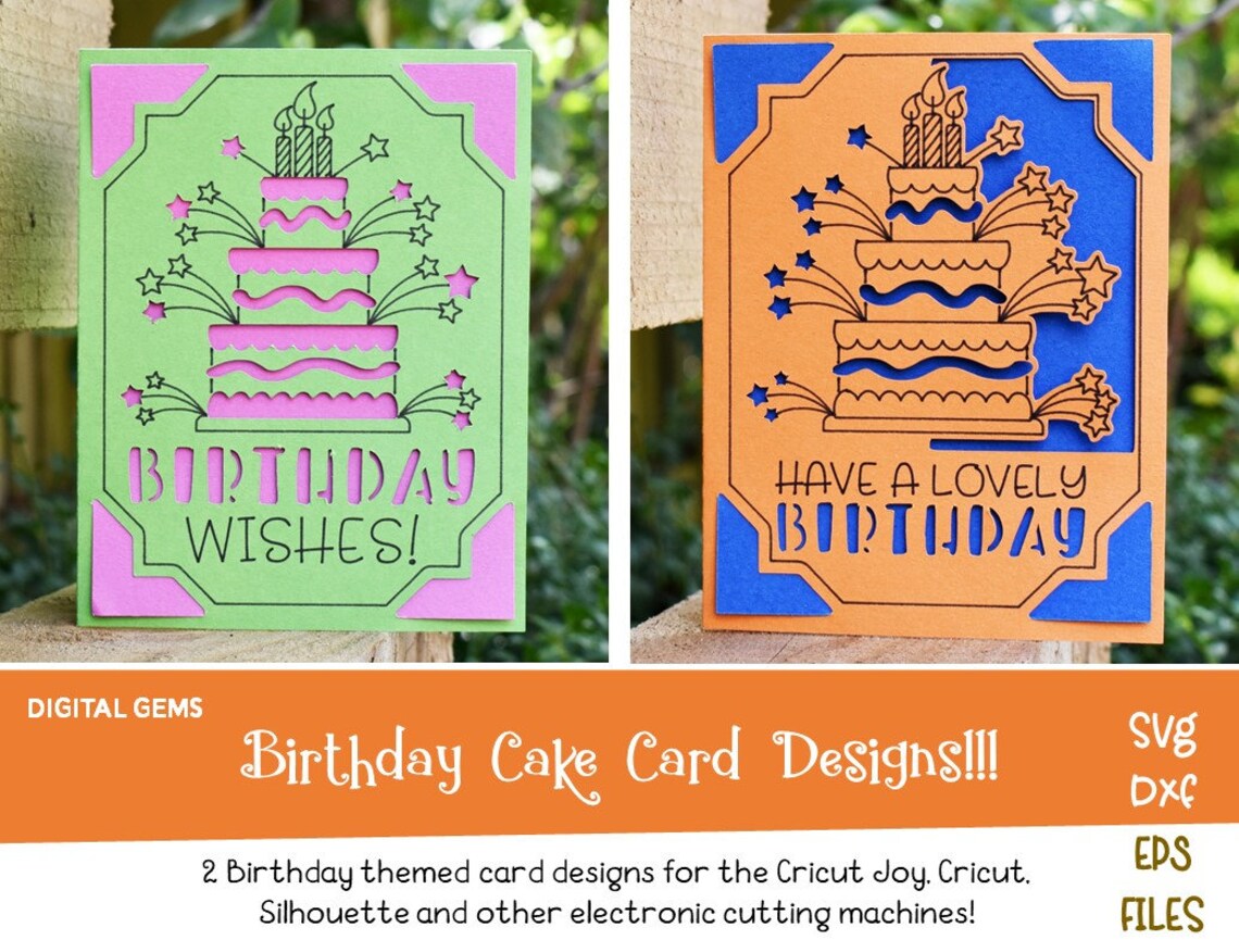 Birthday Cake Card Designs Svg / Dxf / Eps Files. Digital - Etsy