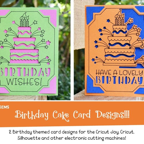 Birthday Cake Card Designs Svg / Dxf / Eps Files. Digital - Etsy