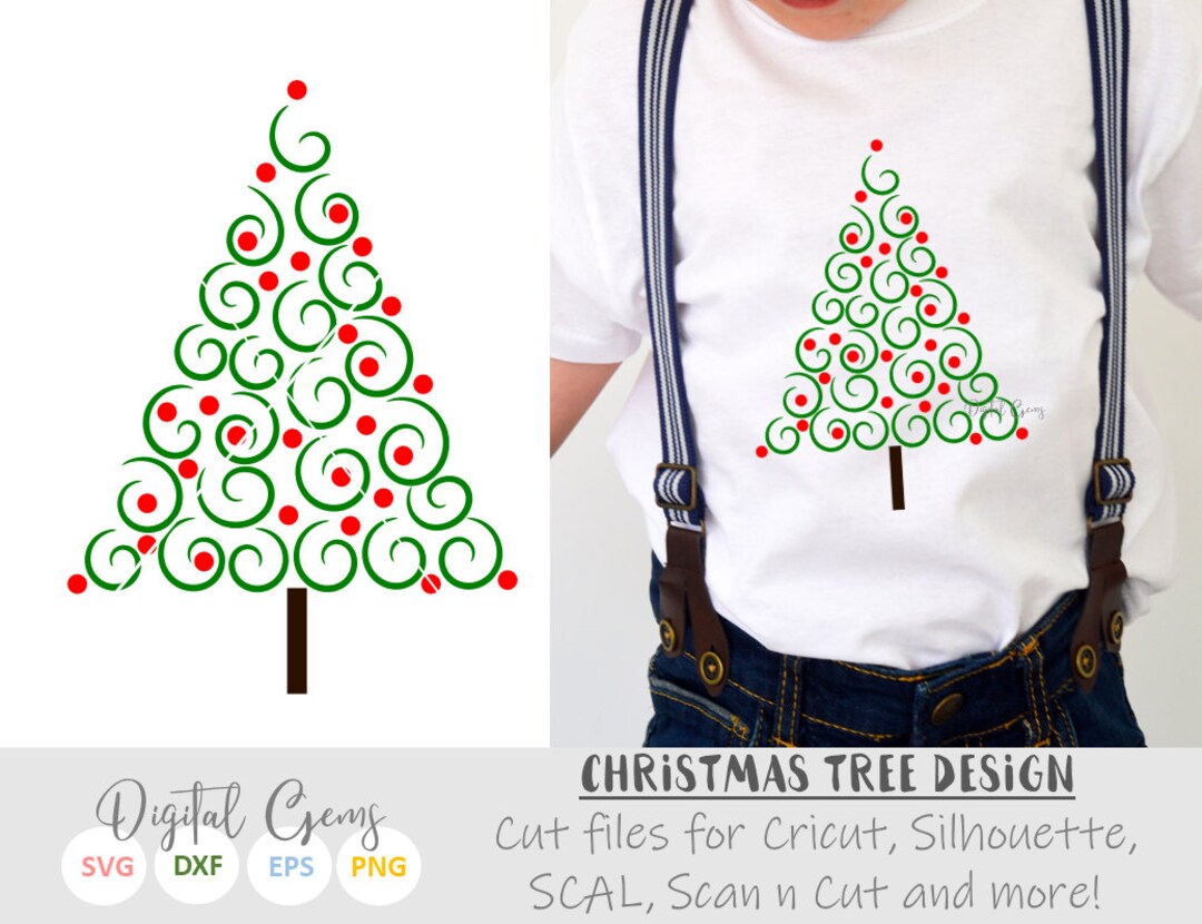 Swirly Christmas Tree Svg / Dxf / Eps / Png Files. Digital Download ...