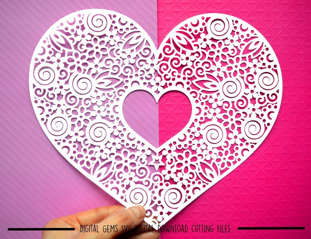 Heart Paper Cut Svg / Dxf / Eps / Files and Pdf / Png Printable ...
