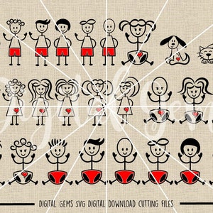 Stick People and Animals Svg / Dxf / Eps / Png Files. Digital Download ...