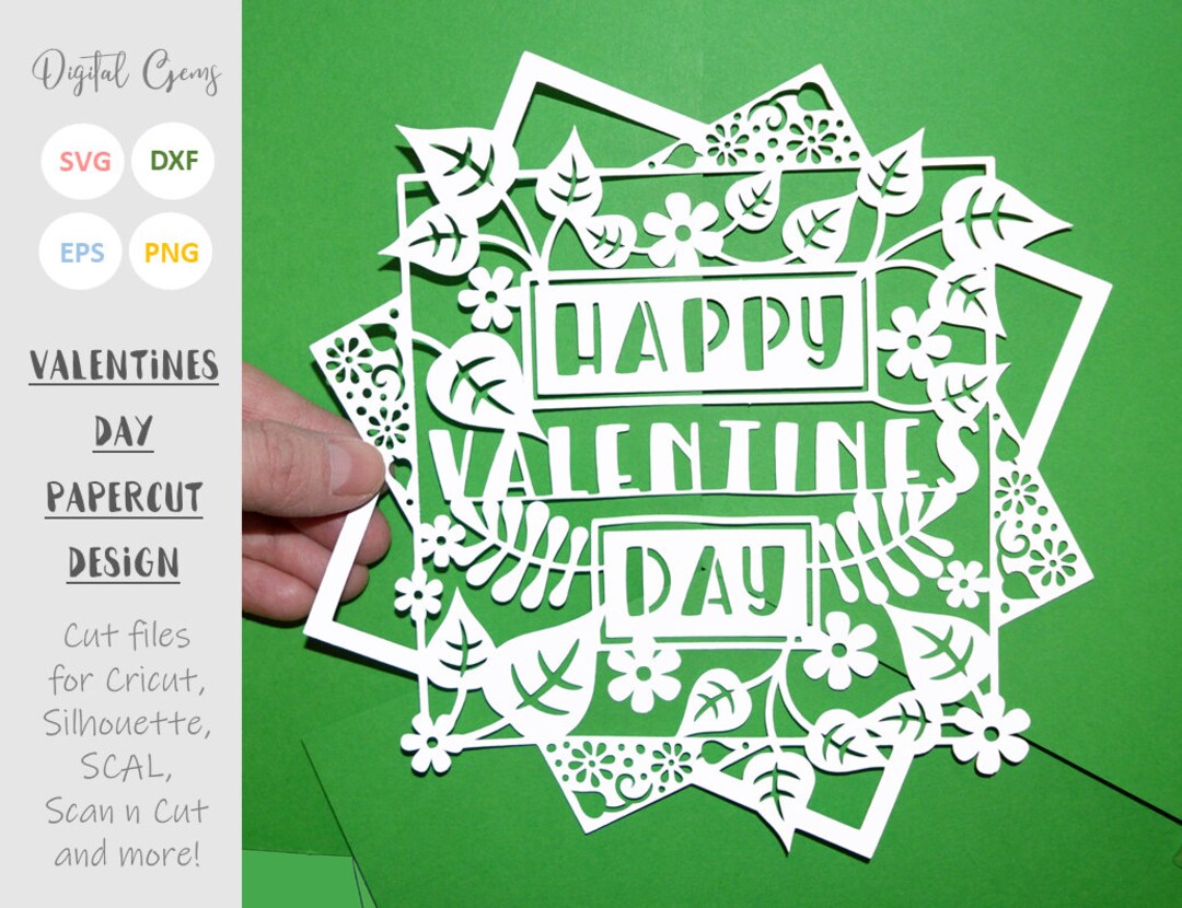 Happy Valentines Day Papercut Design Svg / Dxf / Eps / Files and Pdf ...