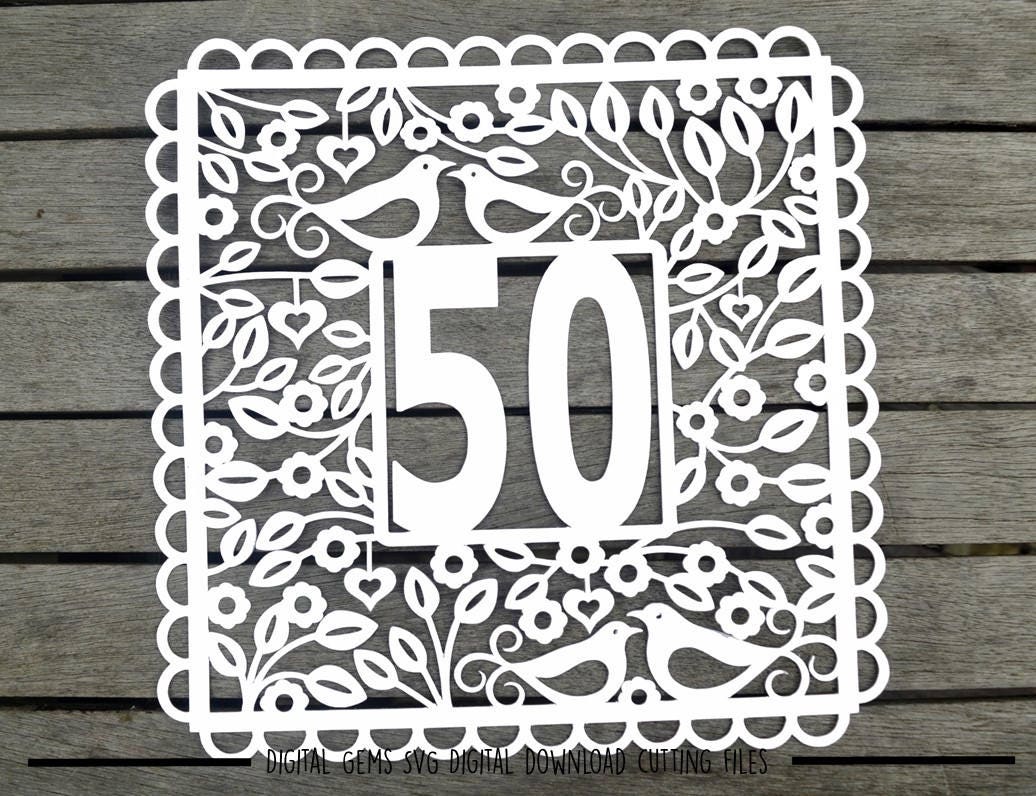 Number 50 Paper Cut Svg / Dxf / Eps / Files and Pdf / Png | Etsy