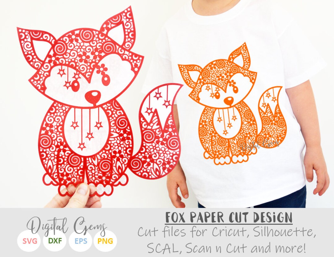 Zentangle Fox Paper Cut Svg / Dxf / Eps / Files and Pdf / Png Printable ...