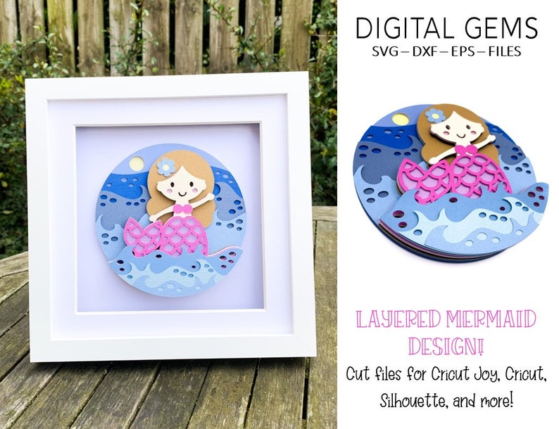 Mermaid Shadow Box SVG Digital Download. Works With Cricut - Etsy