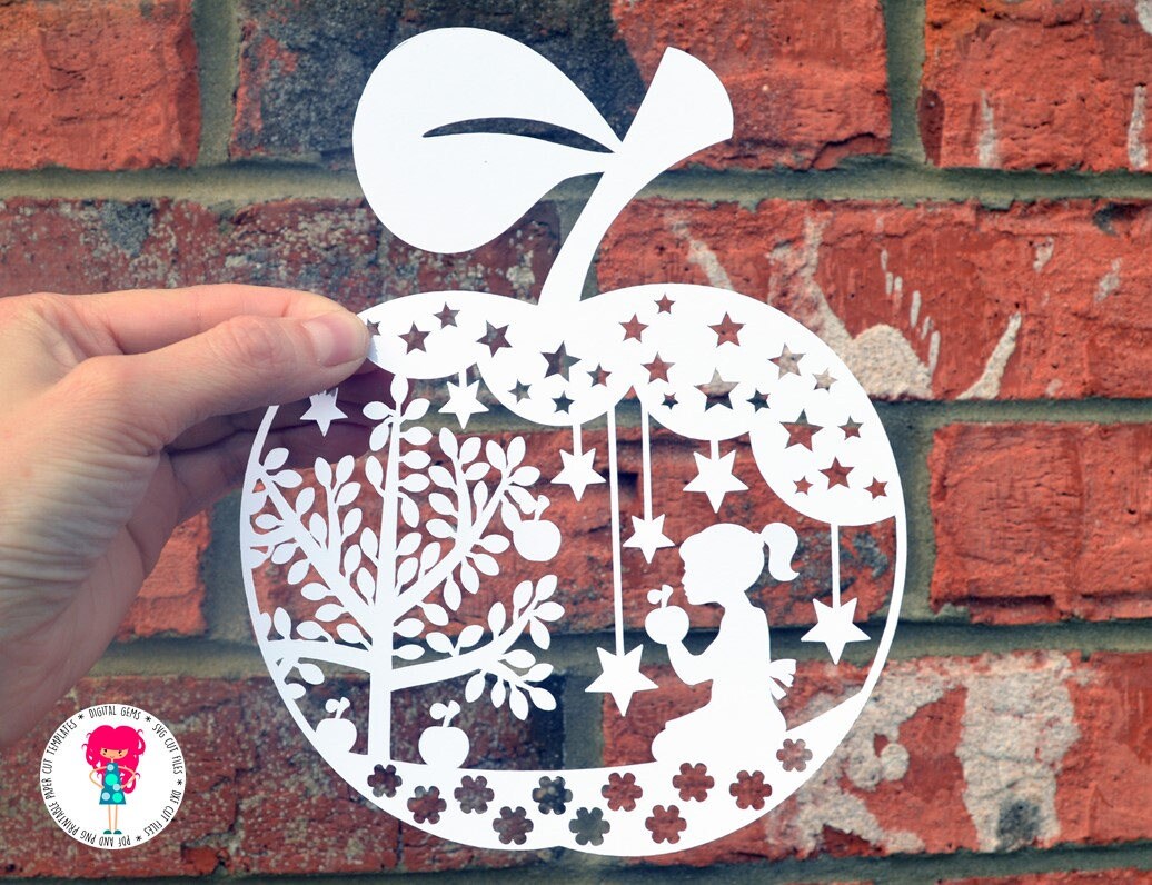 Apple paper cut svg / dxf / eps files and pdf / png printable | Etsy