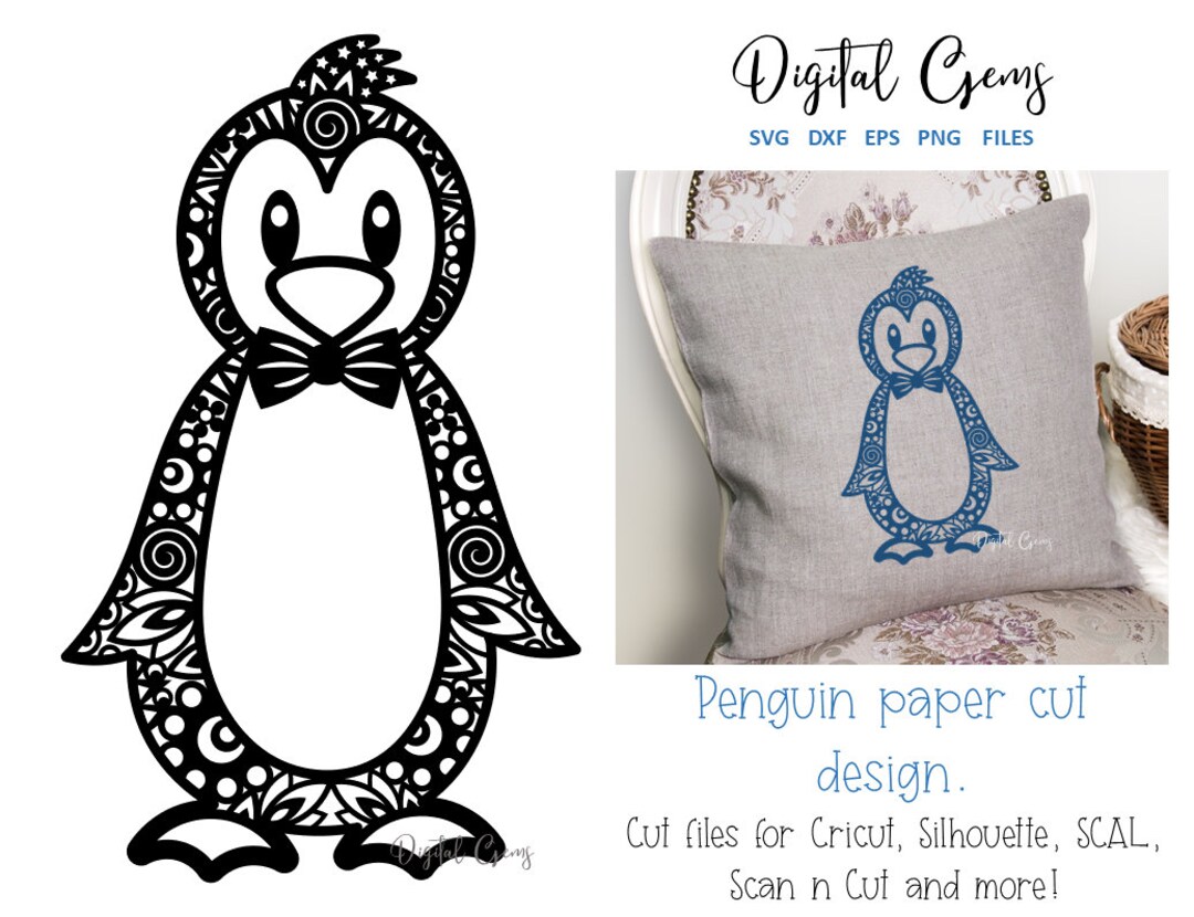Penguin Paper Cut Design. Svg / Dxf / Eps / Png Files and Pdf / Png ...