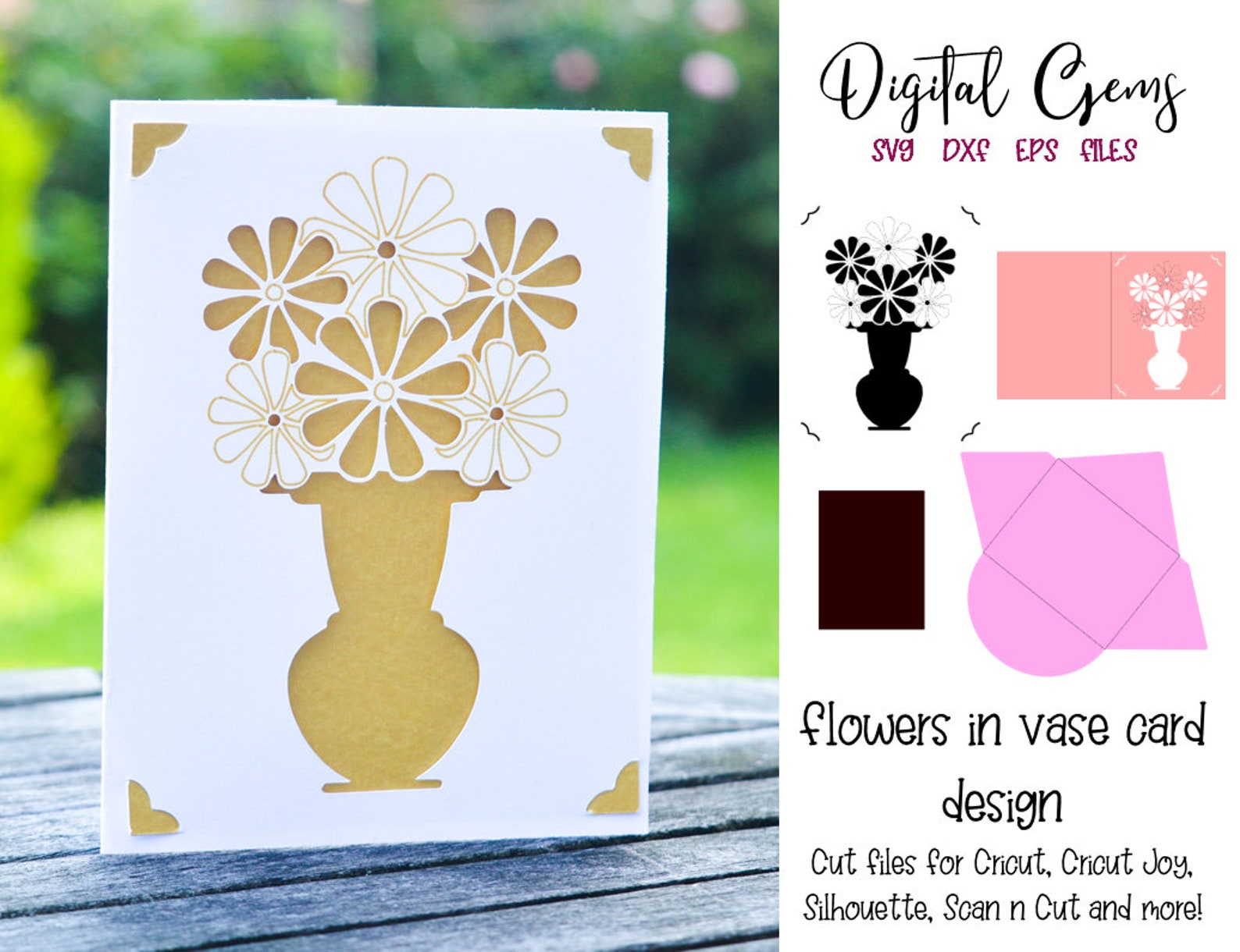 Flower Card Svg / Dxf / Eps Files. Digital Download. - Etsy UK