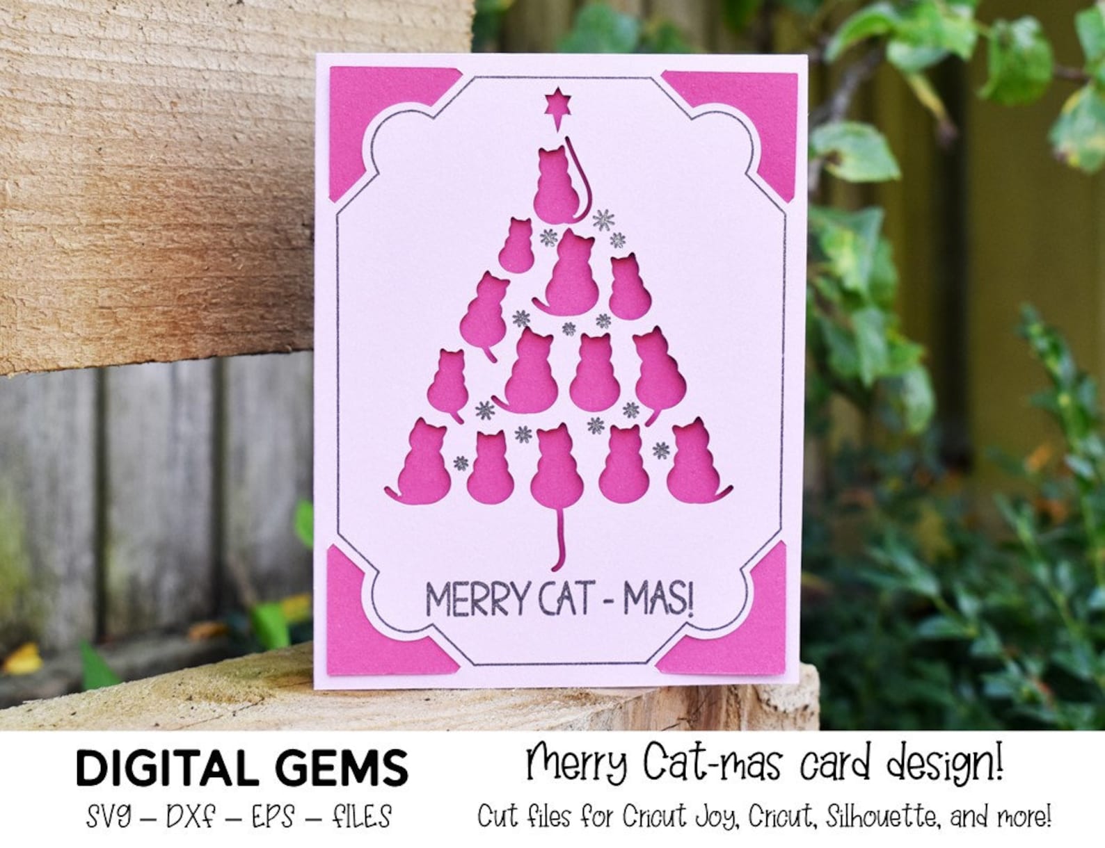 Merry Cat Mas Christmas Insert Card Design. Digital | Etsy