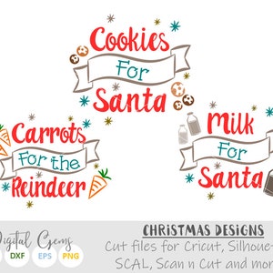 Cookies for Santa, Milk for Santa Svg / Dxf / Eps / Png Files ...