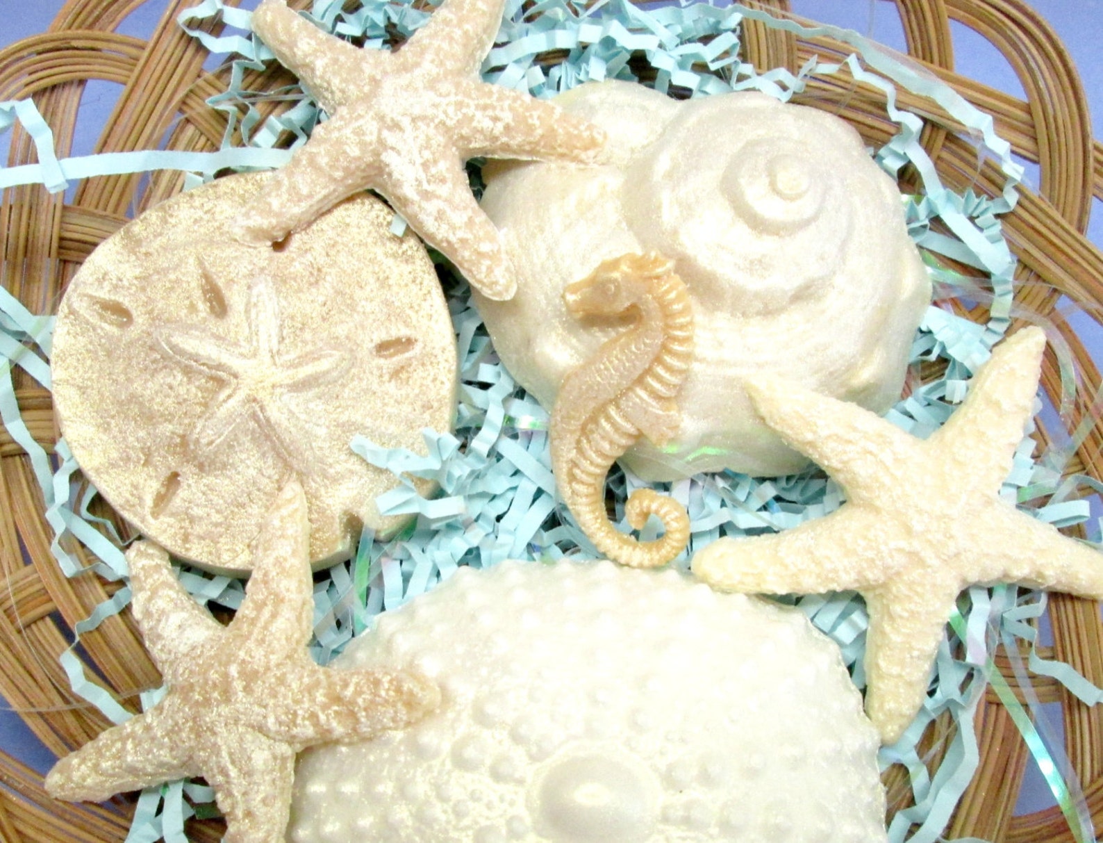 Gift Basket of Seashell Shaped Soaps for the Ocean Lover, Beach House ...
