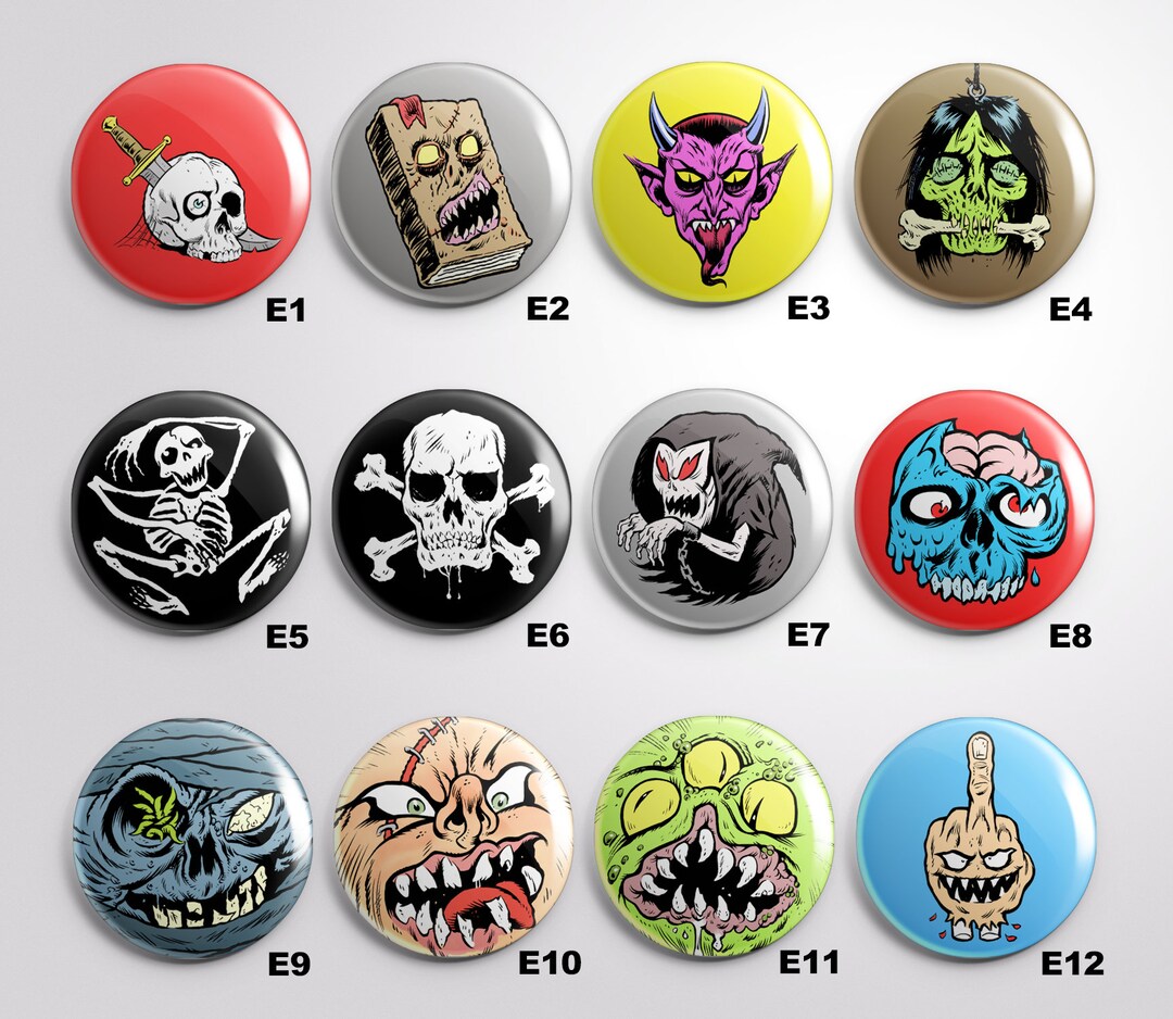 Pick Any Three 1.25" Buttons. Horror/halloween/metal Buttons! Set E - Etsy