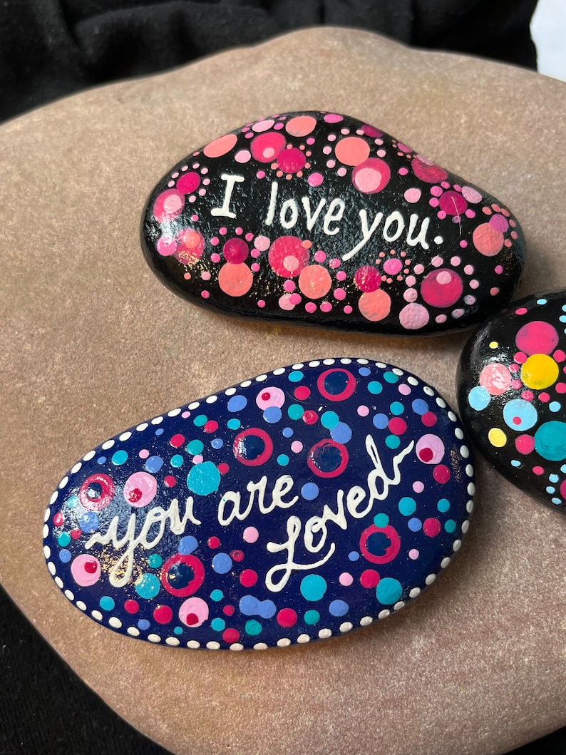 Set of 4 Assorted love You, I Love You, You Are Loved Rocks, Colorful ...