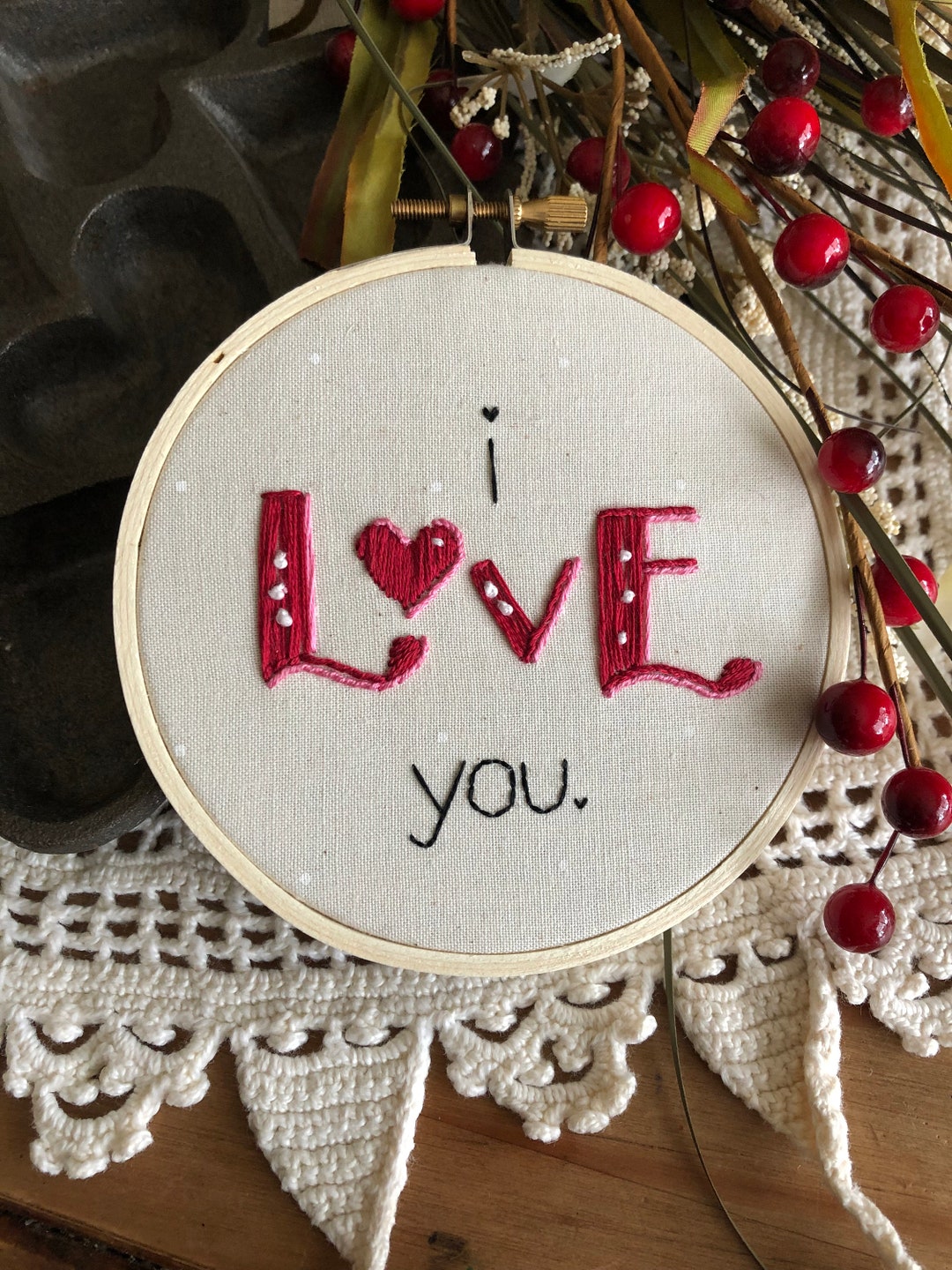 I LOVE YOU Embroidery Pattern - Etsy