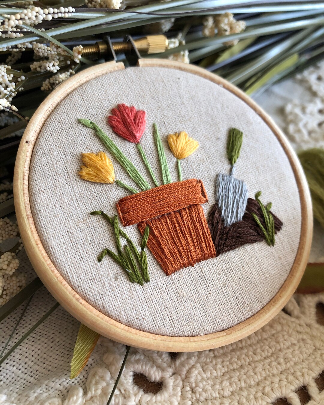 Potted Tulips Embroidery Pattern - Etsy