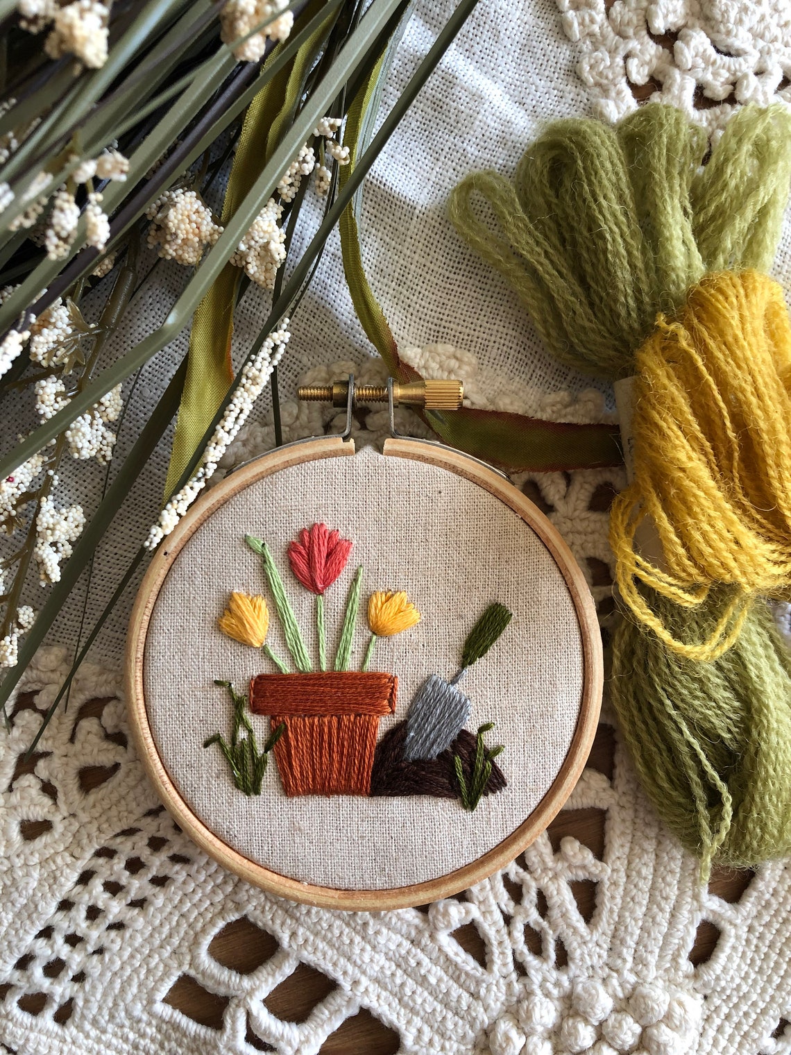 Potted Tulips Embroidery Pattern - Etsy