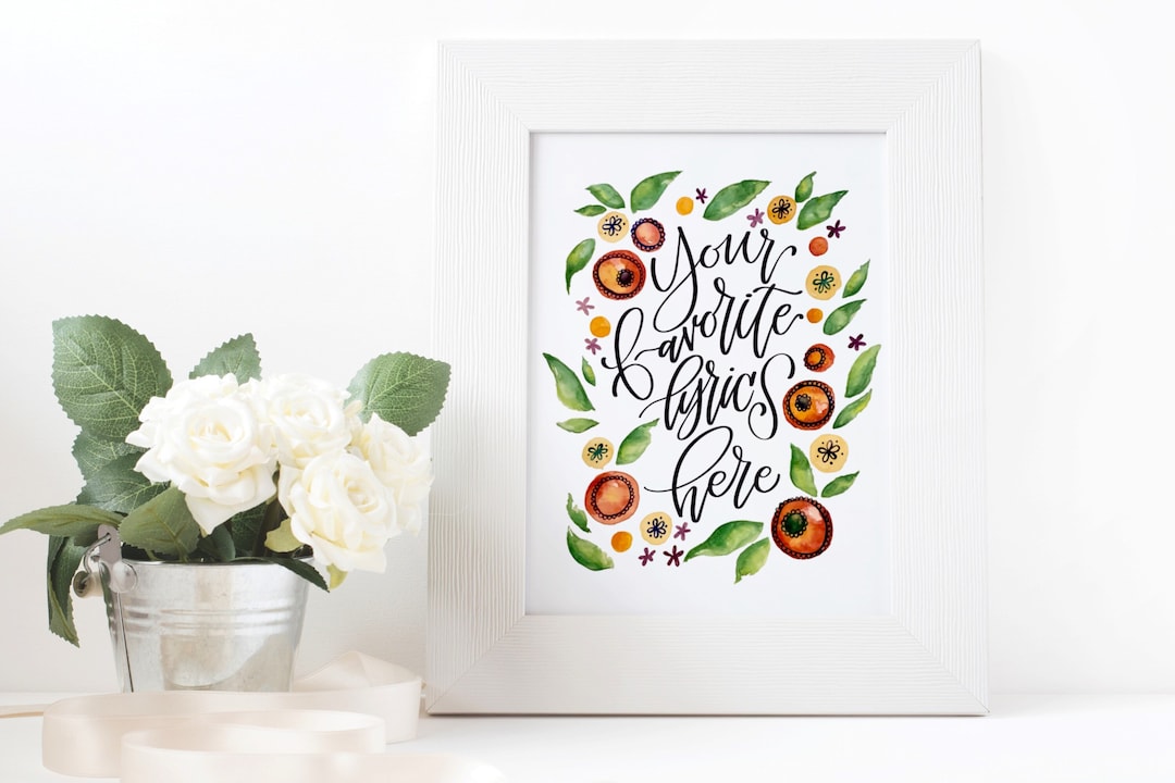 Custom Song Lyrics Hand Lettering Wall Art - Etsy