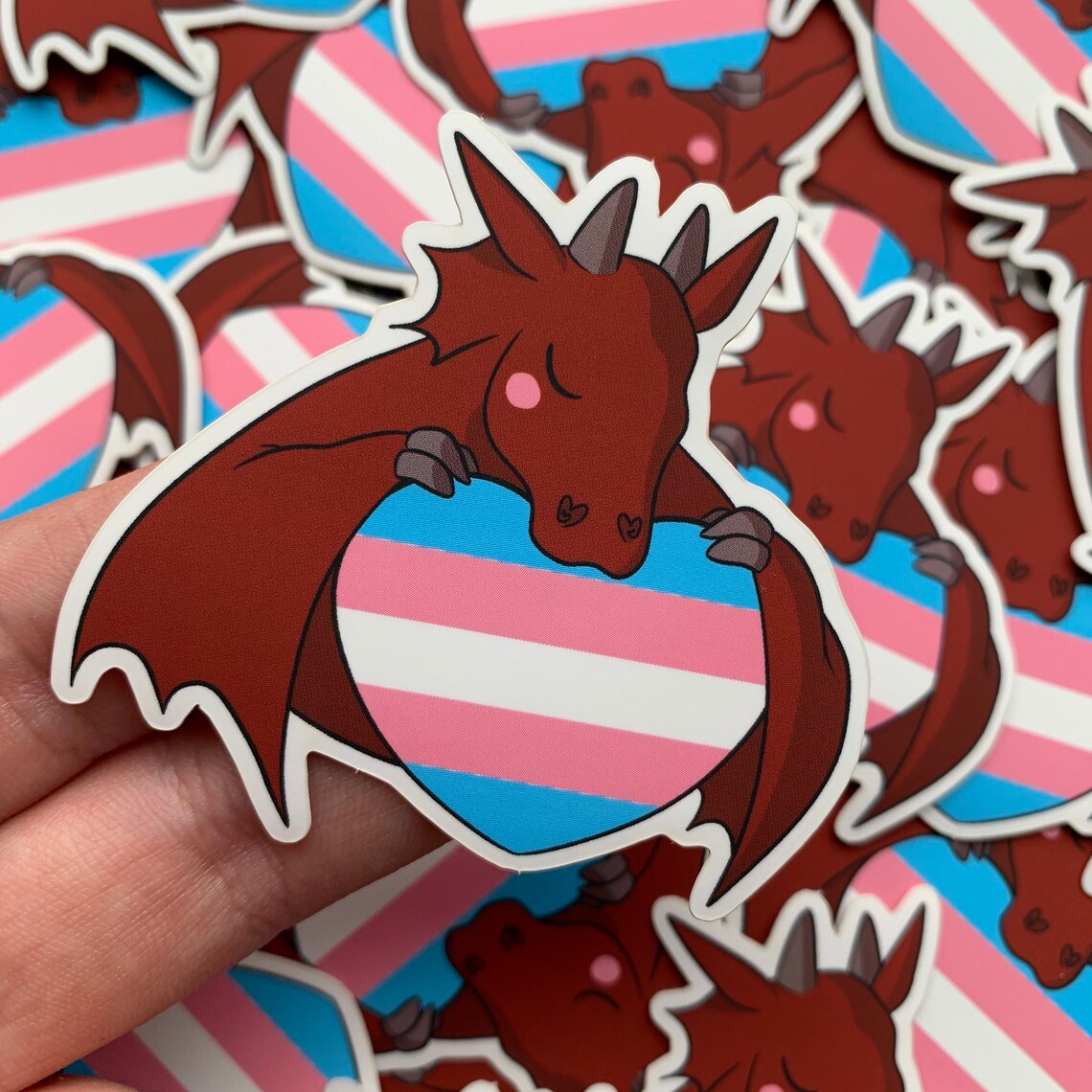 Dragon Sticker Transgender Dragon Sticker Trans Flag Etsy