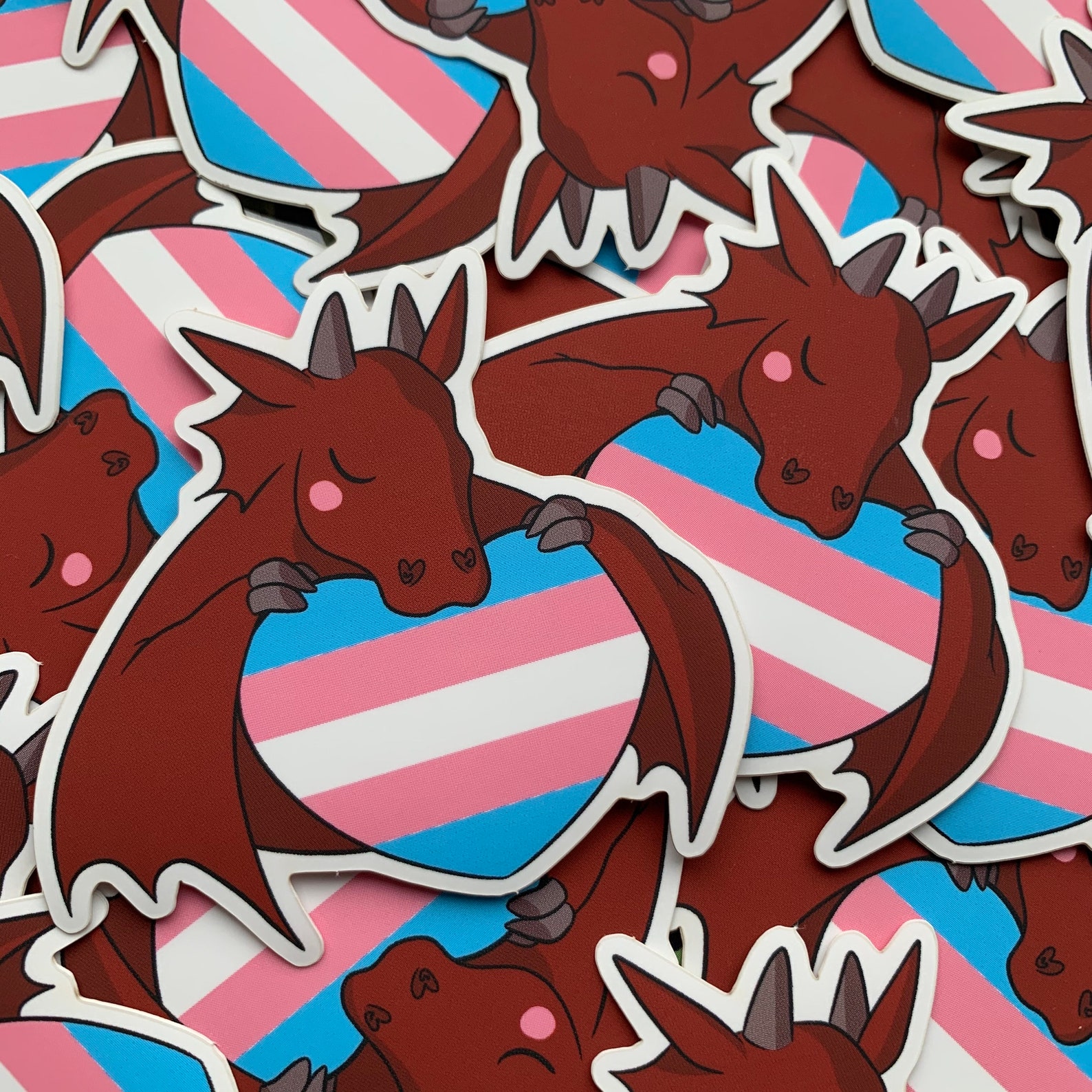 Dragon Sticker Transgender Dragon Sticker Trans Flag Etsy