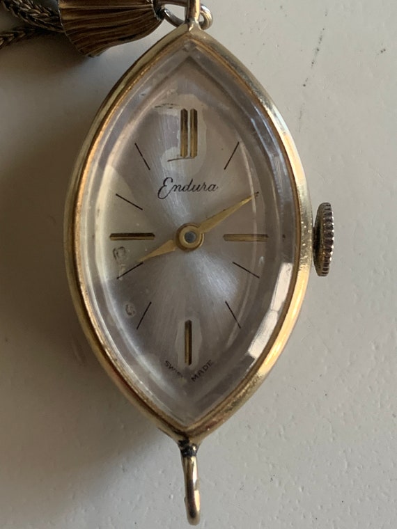 Vintage Endura Ladies See through back pendant watch - Gem