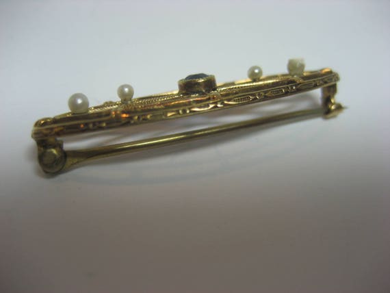 Antique Vintage Ornate Solid 10K Gold Brooch, Pearls … - Gem
