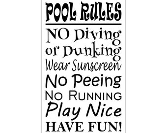 Pool Rules Word Stencil Select Size STCL1214 by - Etsy