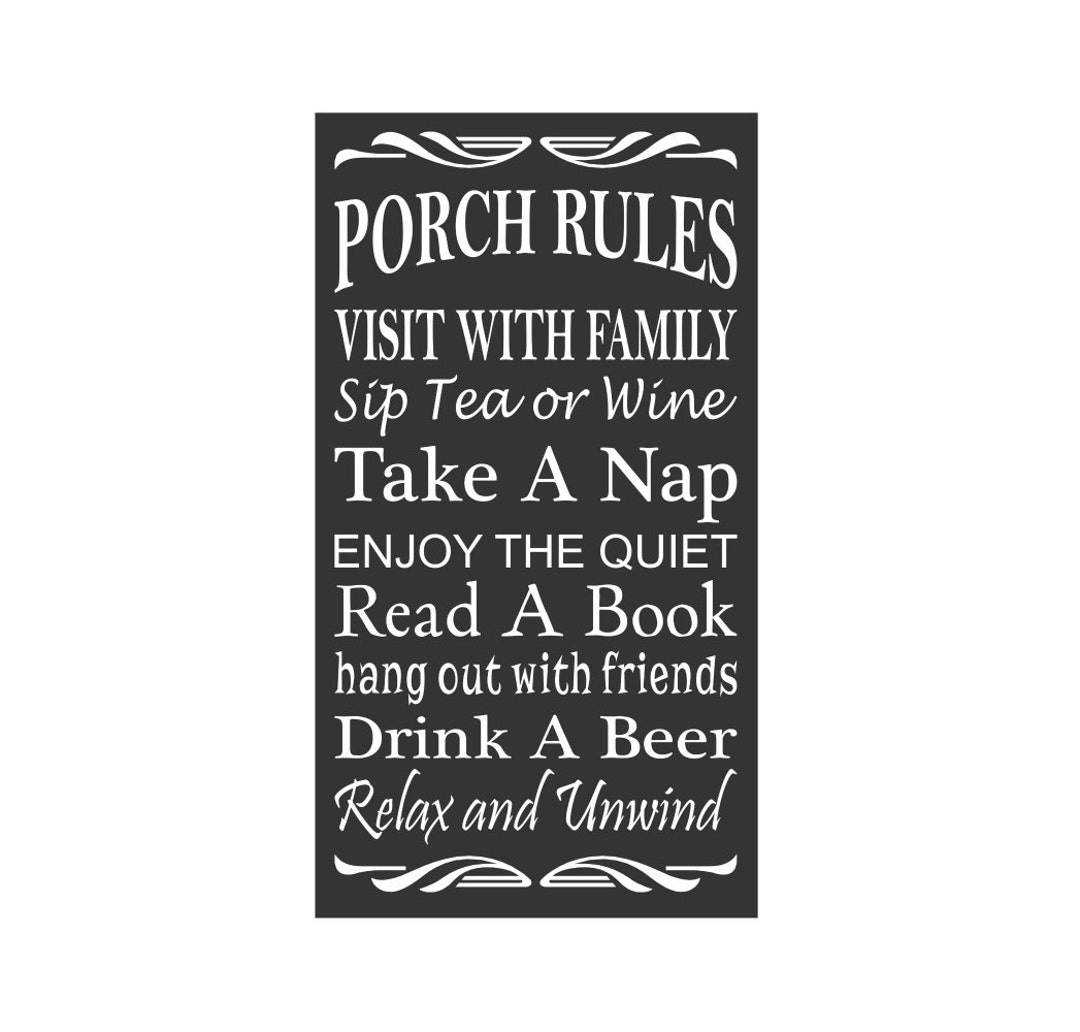 STENCIL Porch Rules 11 X 20 Stencil for Painting Signs Great - Etsy