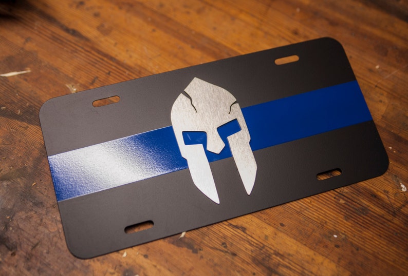 Spartan Thin Blue Line License Plate Steel Stainless - Etsy