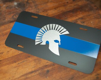 Spartan Thin Blue Line License Plate Steel Stainless | Etsy