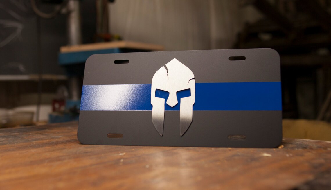Spartan Thin Blue Line License Plate Steel Stainless - Etsy