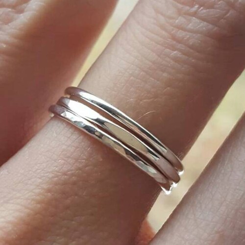 Silver Stacking Rings Set THREE RINGS Sterling Silver | Etsy