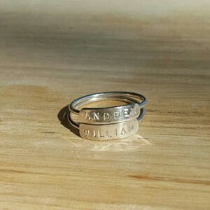 Name Ring; Custom Personalized Date Sterling Silver Rings; Name Plate ...
