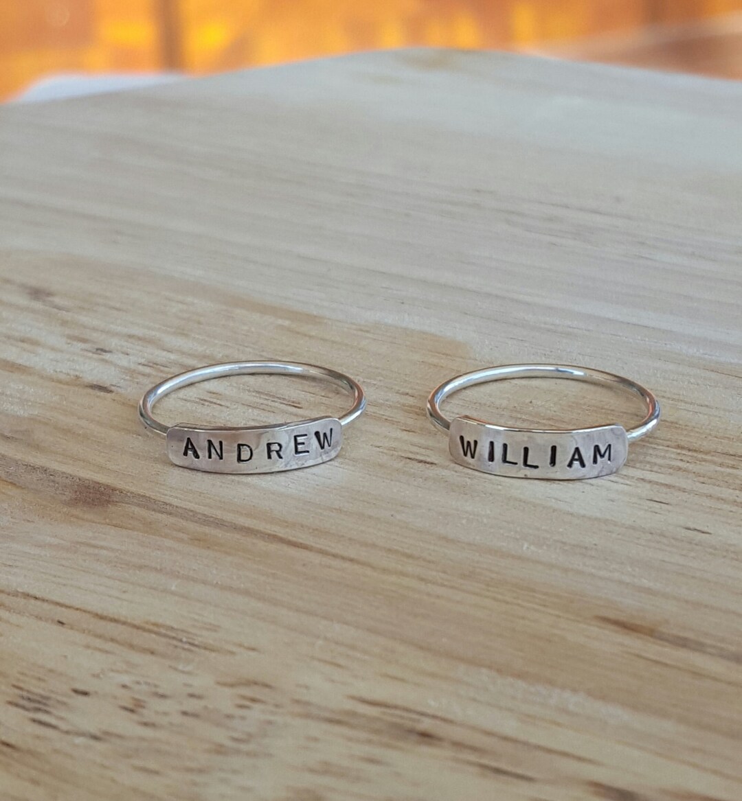 Name Ring; Custom Personalized Date Sterling Silver Rings; Name Plate ...