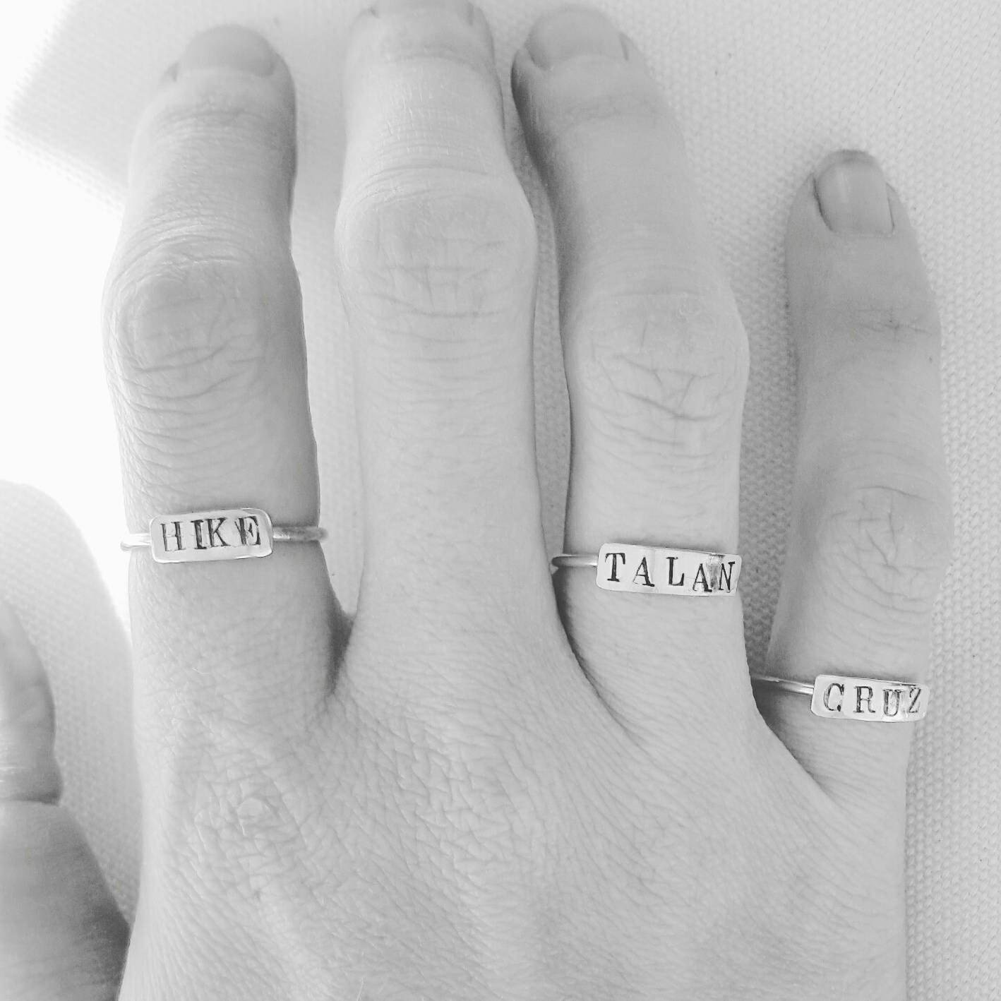 Name Ring Custom Personalized Date Sterling Silver Rings - Etsy