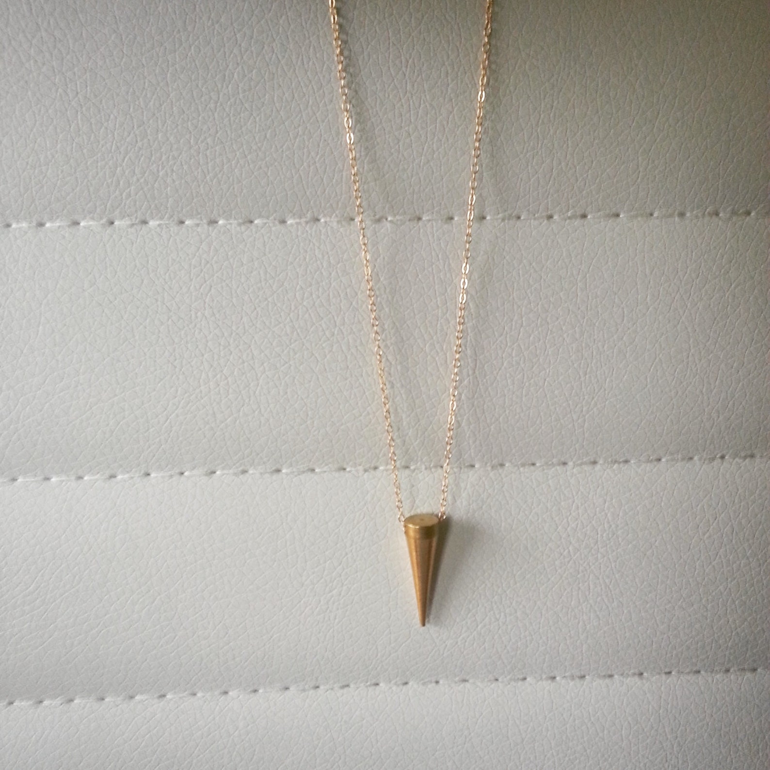 Golden Brass Spike With 14k Dainty Gold-filled Chain Great - Etsy