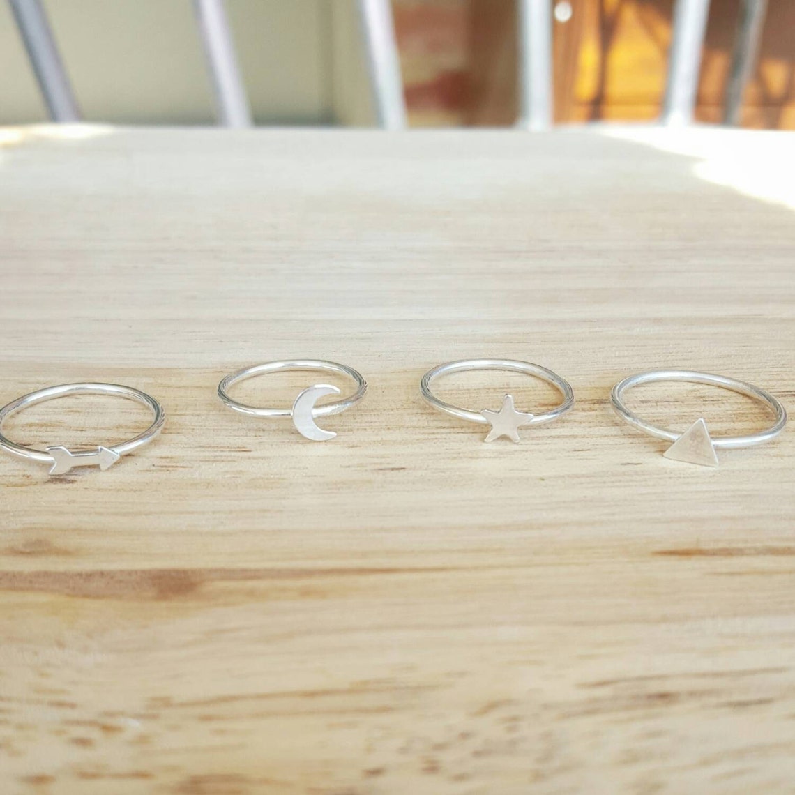 Dainty Shape Rings Stacking Rings Moon Ring Star Ring - Etsy