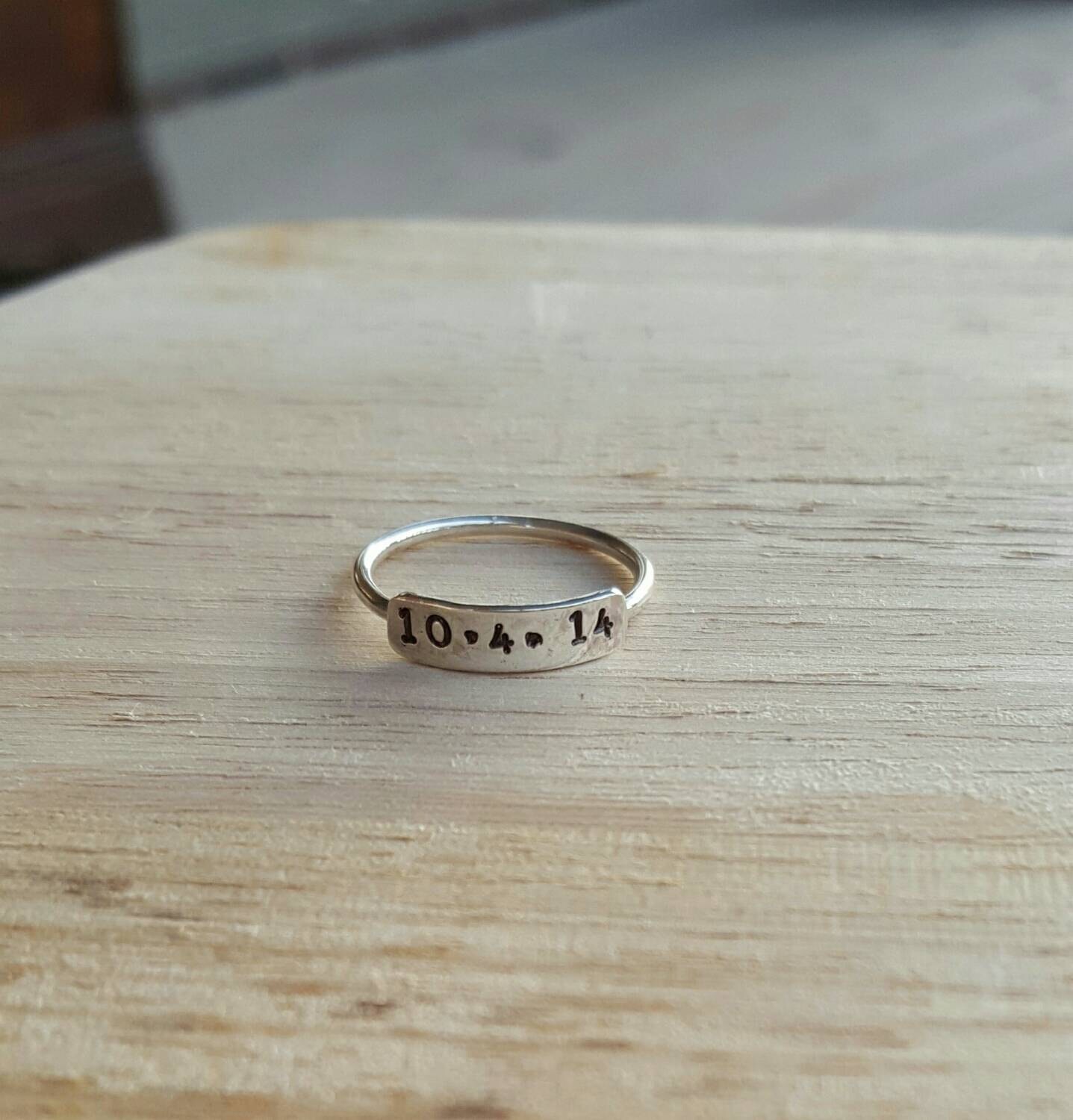 TWO Personalized Name or Date Sterling Silver Rings Name - Etsy