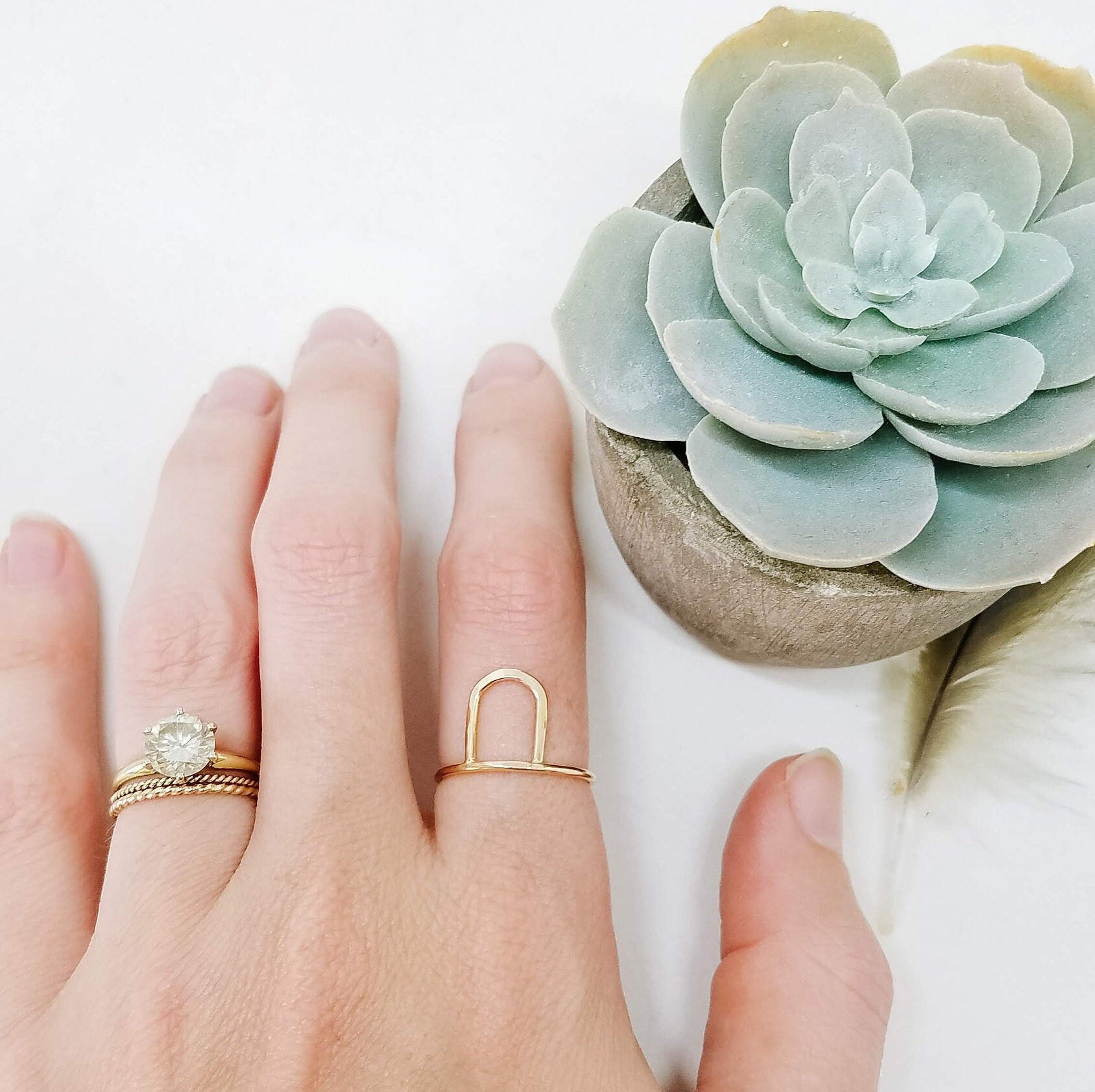 Arch Ring; Silver Arch Ring; Gold Arch Ring; Curve Ring; Angle Ring ...