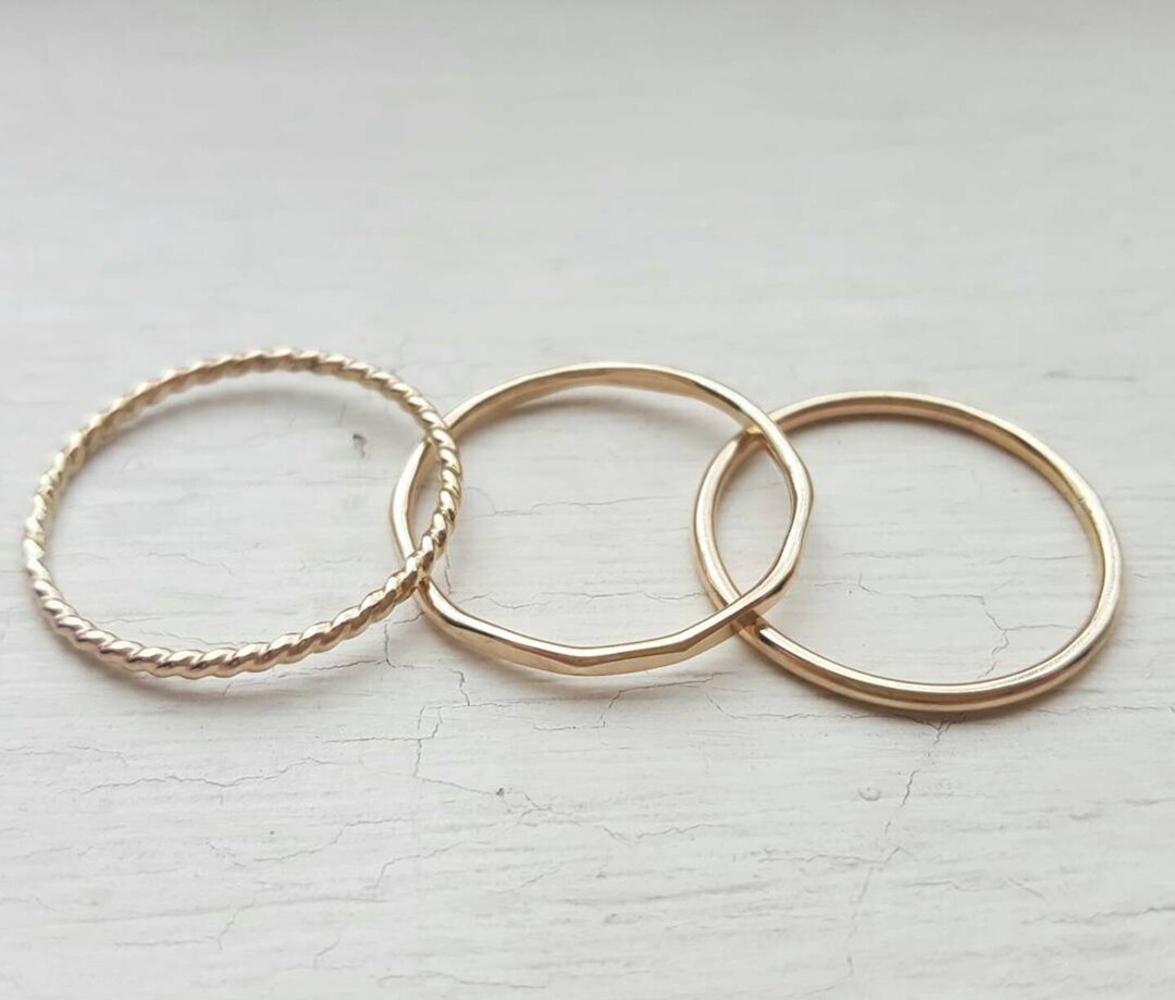 Gold Stacking Rings; 14k Gold Filled Stacking Ring; Hammered Gold Ring ...