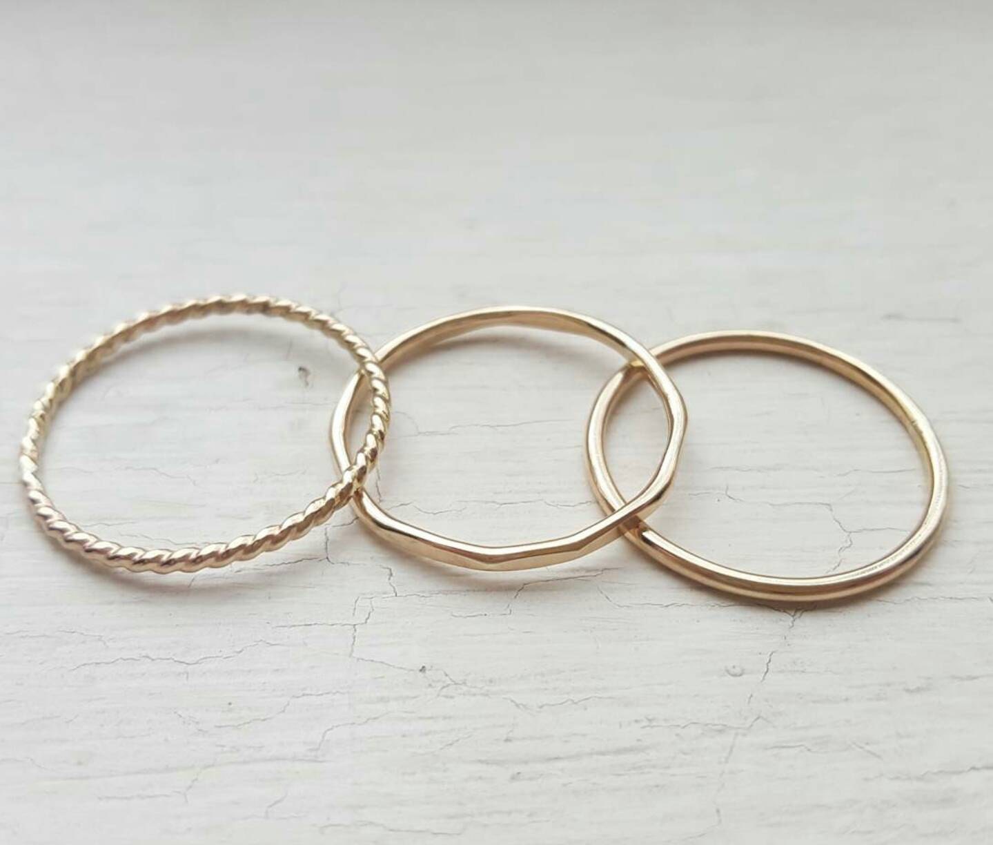 Stacking Rings TWO RINGS Gold Rose Gold Sterling Silver | Etsy
