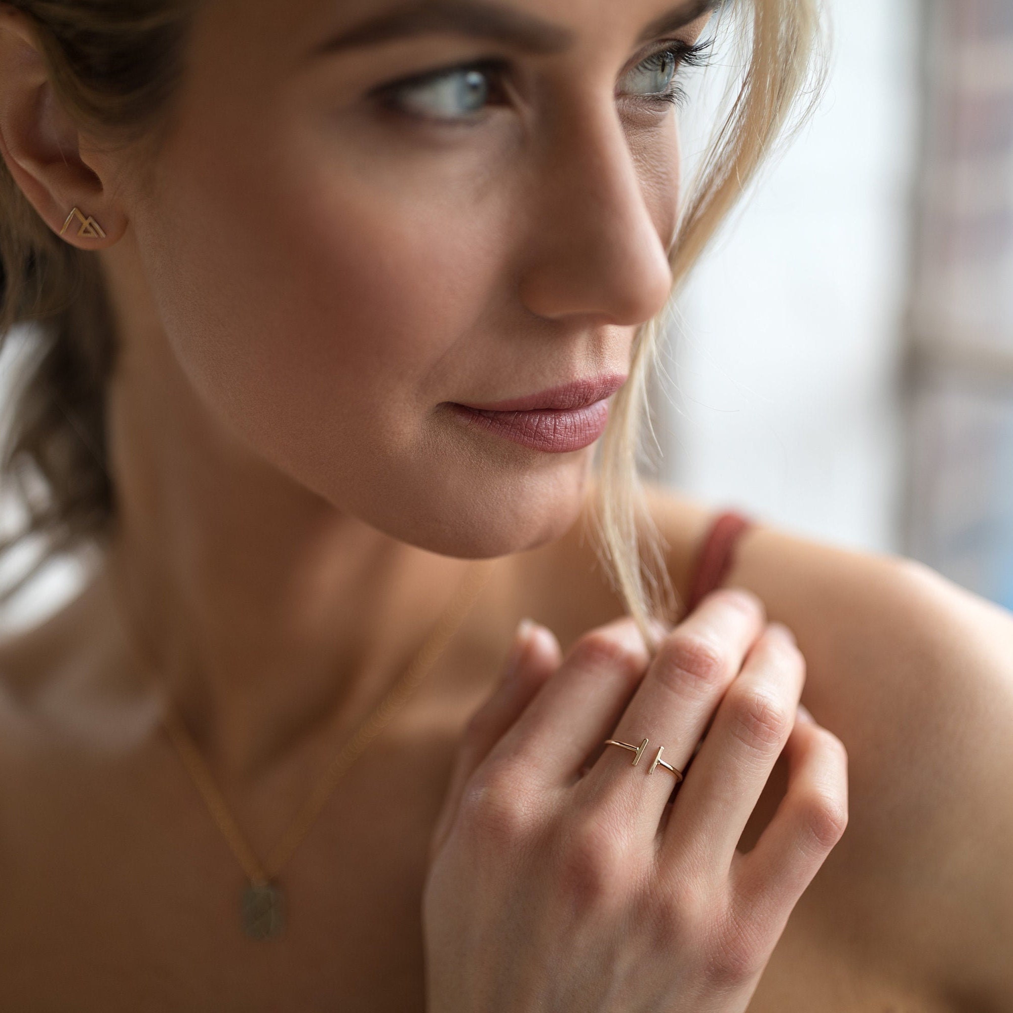 Bar Ring Double Bar Ring Stacking Ring Gold Stacking Ring | Etsy