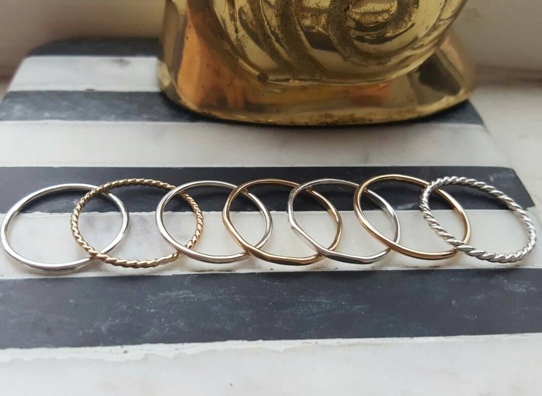 Stacking Rings TWO RINGS Gold, Rose Gold, Sterling Silver Stacking ...