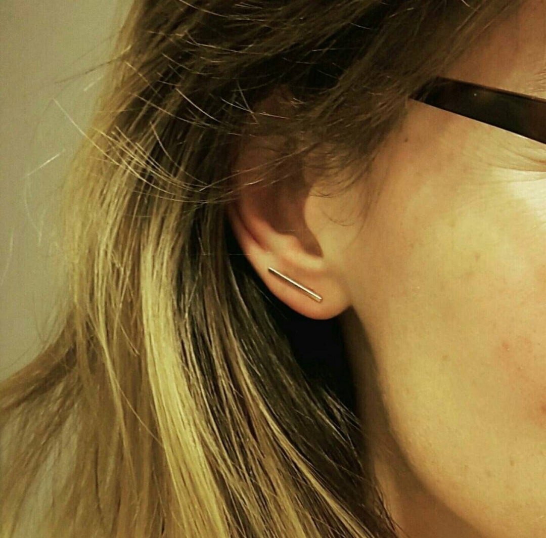 Gold Bar Earrings; Sterling Silver Bar Earrings; Minimal Earrings; Gold ...